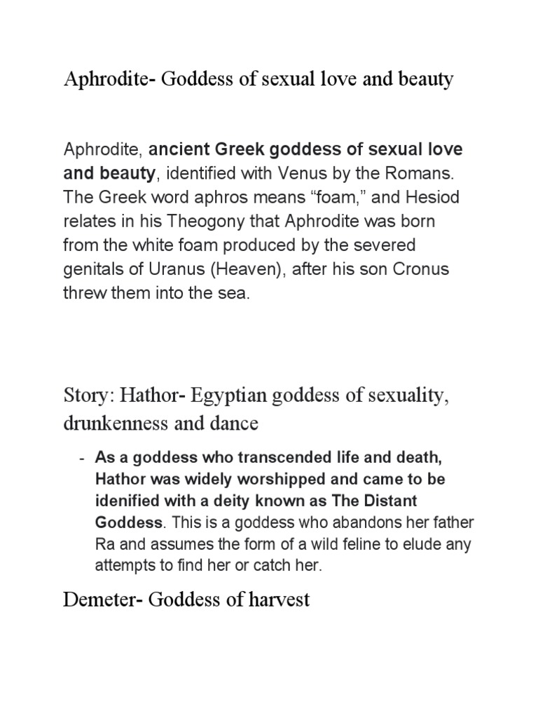 Aphrodite - Goddess of Sexual Love and Beauty | PDF | History ...