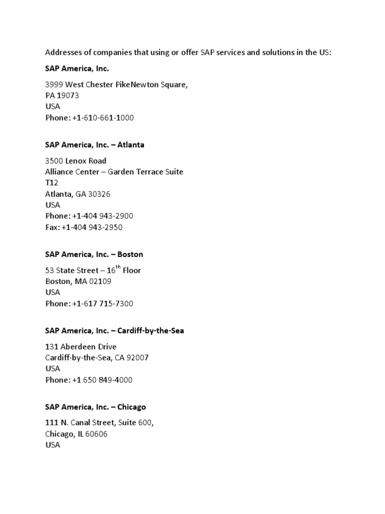 SAP American companies | PDF