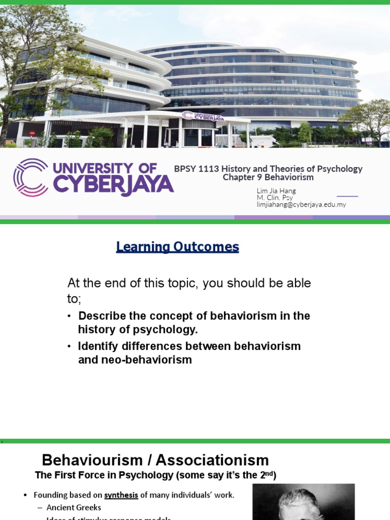 C9 - BPSY1113 Behaviorism | PDF | Classical Conditioning | Behaviorism