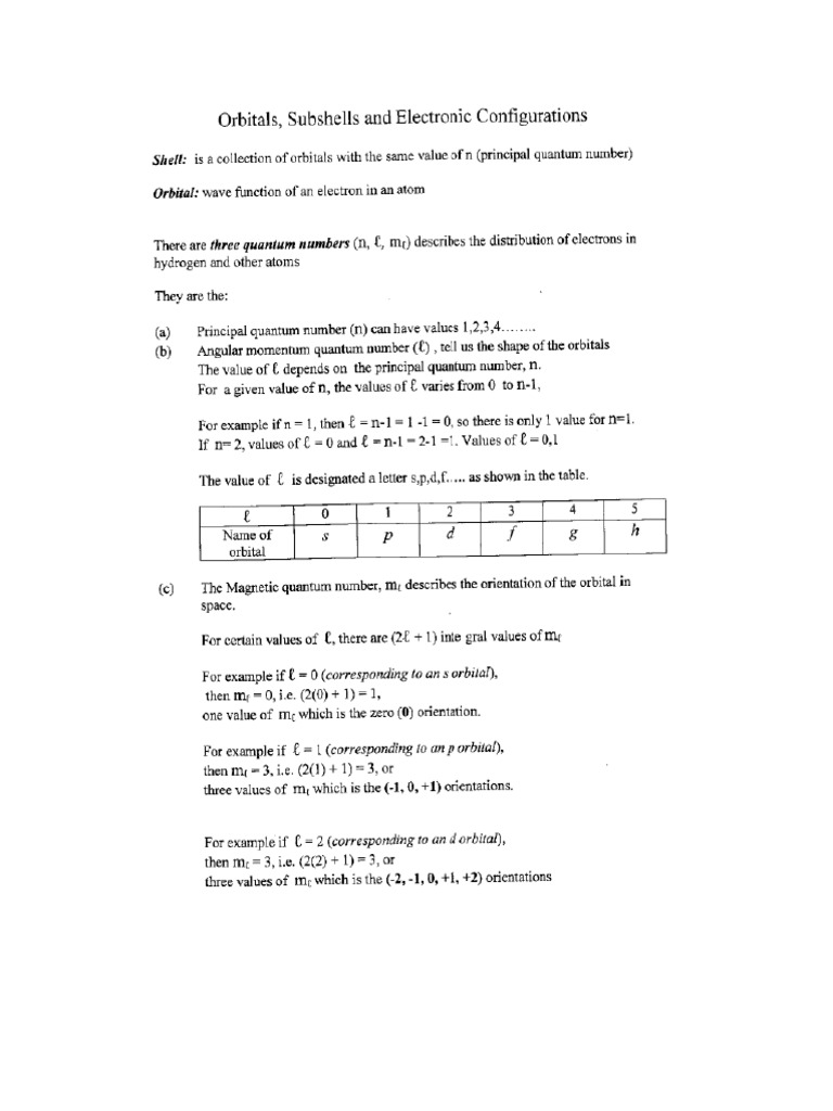Electron Configuration and Quantum Numbers | PDF