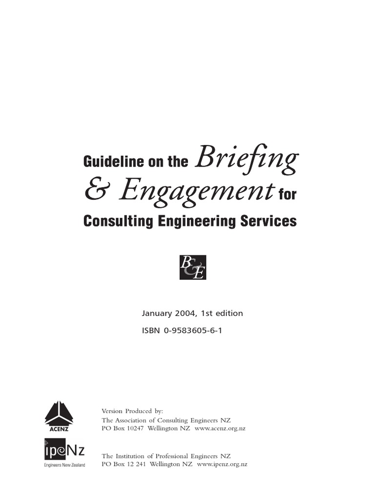 ACENZ Guideline On The Briefing and Engagement For Consulting ...