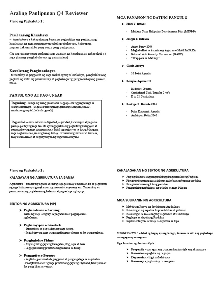 Araling Panlipunan Q4 Reviewer | PDF
