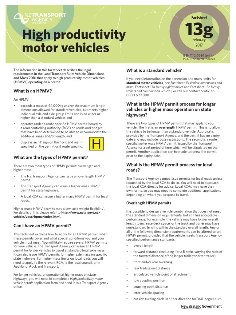 Factsheet 13g - HPMV | PDF | Trailer (Vehicle) | Axle