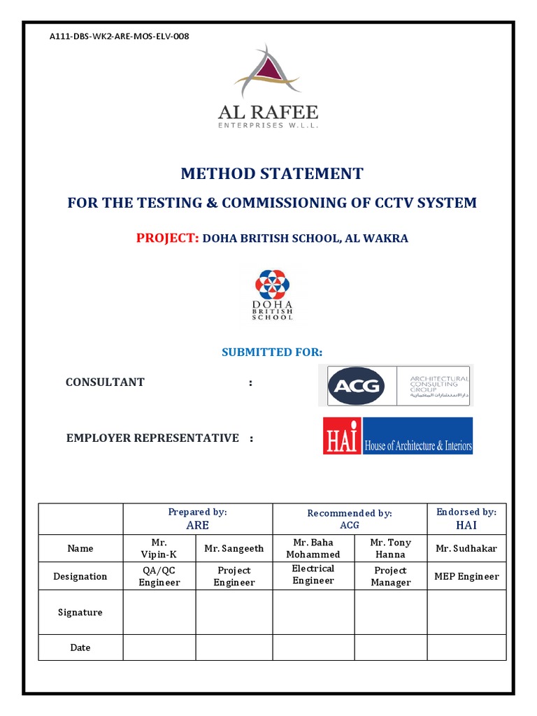 Testing & Commissioning of CCTV System R0 | PDF | Personal Protective ...