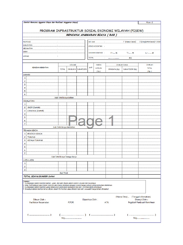 Contoh Format RAB | PDF | Bisnis