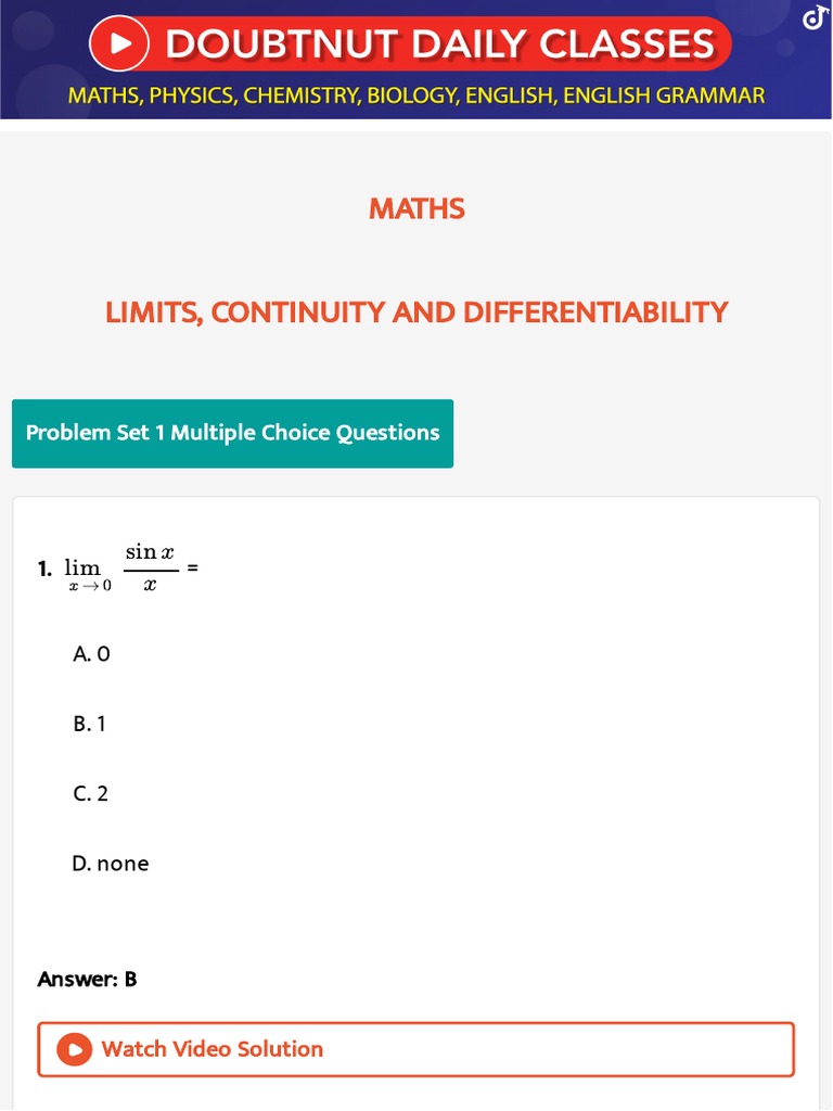 Calculus MCQs for Advanced Learners | PDF | Derivative | Functions And Mappings