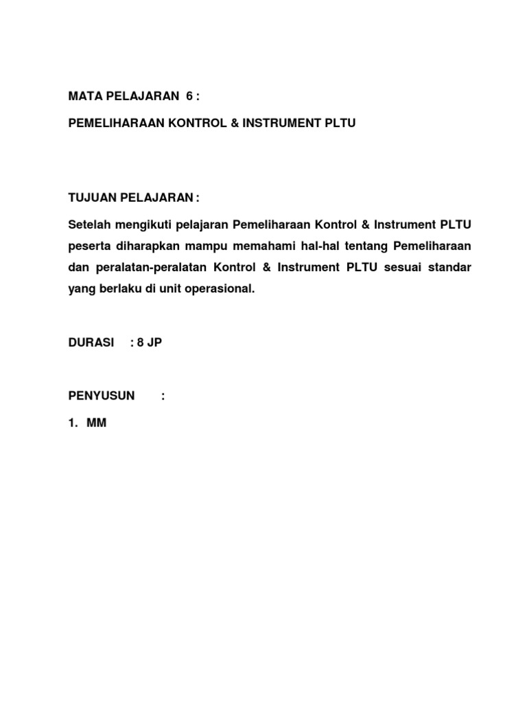 Pemeliharaan Kontrol Instrument | PDF