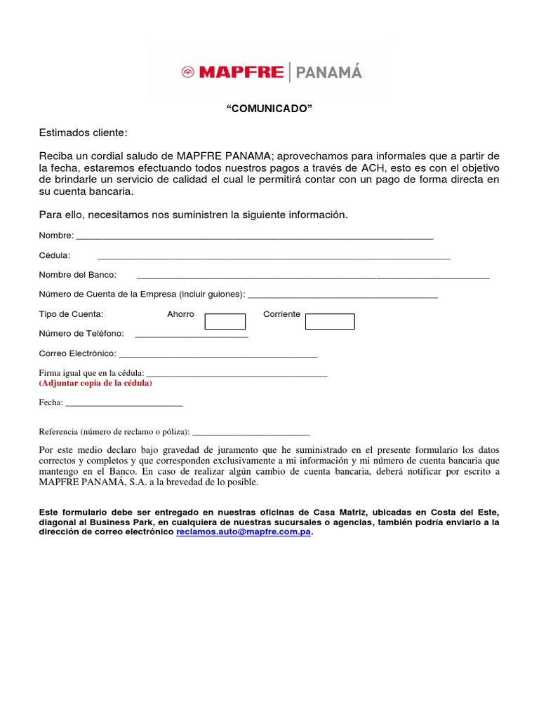 Pagos ACH: Información Requerida | PDF