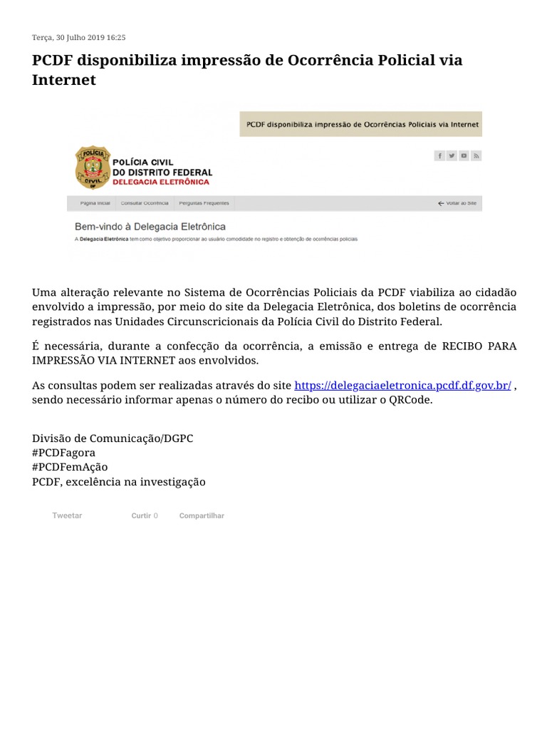 Boletim de Ocorrência Policial Federal | PDF