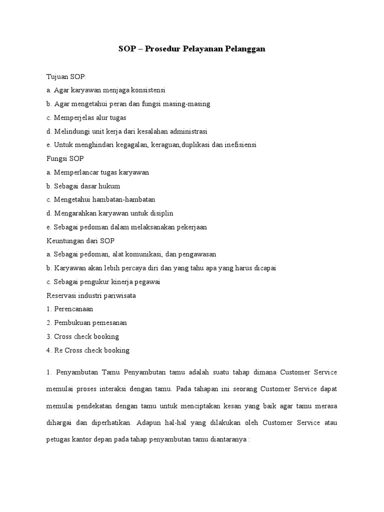 SOP - Prosedur Pelayanan Pelanggan | PDF