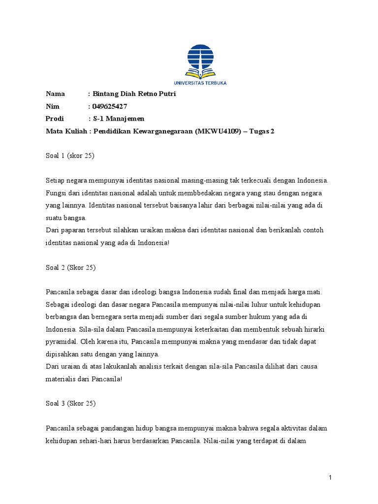 Tugas 2 PKN Bintang | PDF | Ilmu Sosial
