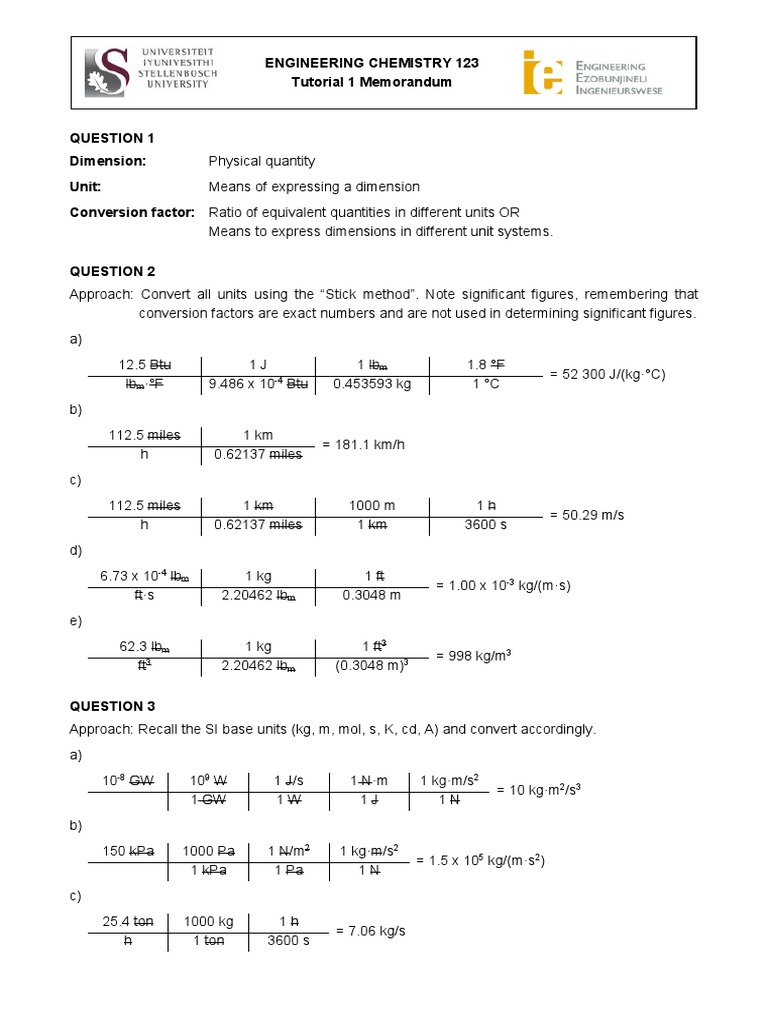 Tut 1 Memo | PDF | Significant Figures | Mole (Unit)