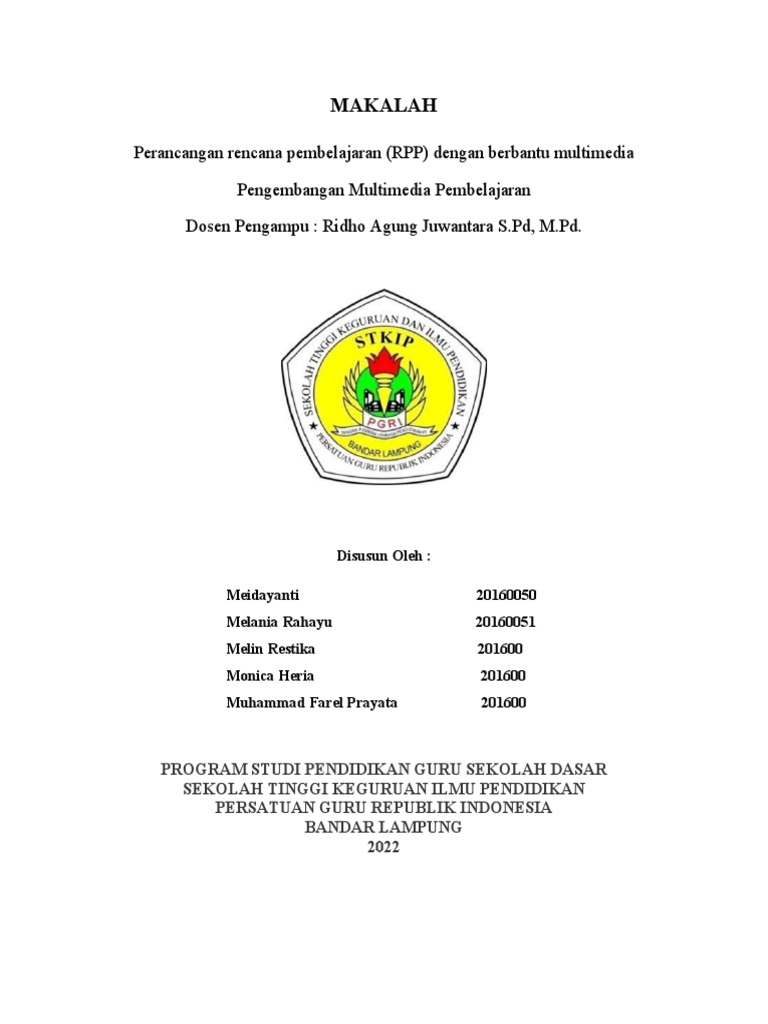 MAKALAH Kelompok 7 Perancangan Rencana Pembelajaran (RPP) Dengan ...