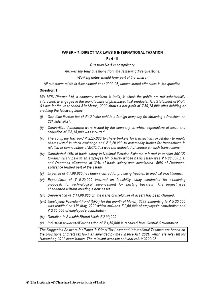 DT Nov 2022 Paper | PDF | Expense | Tax Deduction