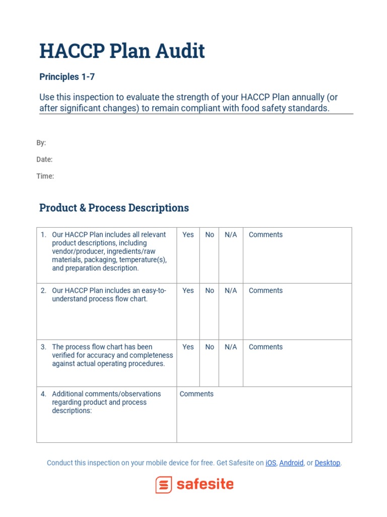 HACCP Plan Self-Audit Cheklist - Duplicate or Download To Edit | PDF ... HACCP Plan Self-Audit Cheklist - Duplicate or Download To Edit | PDF ...