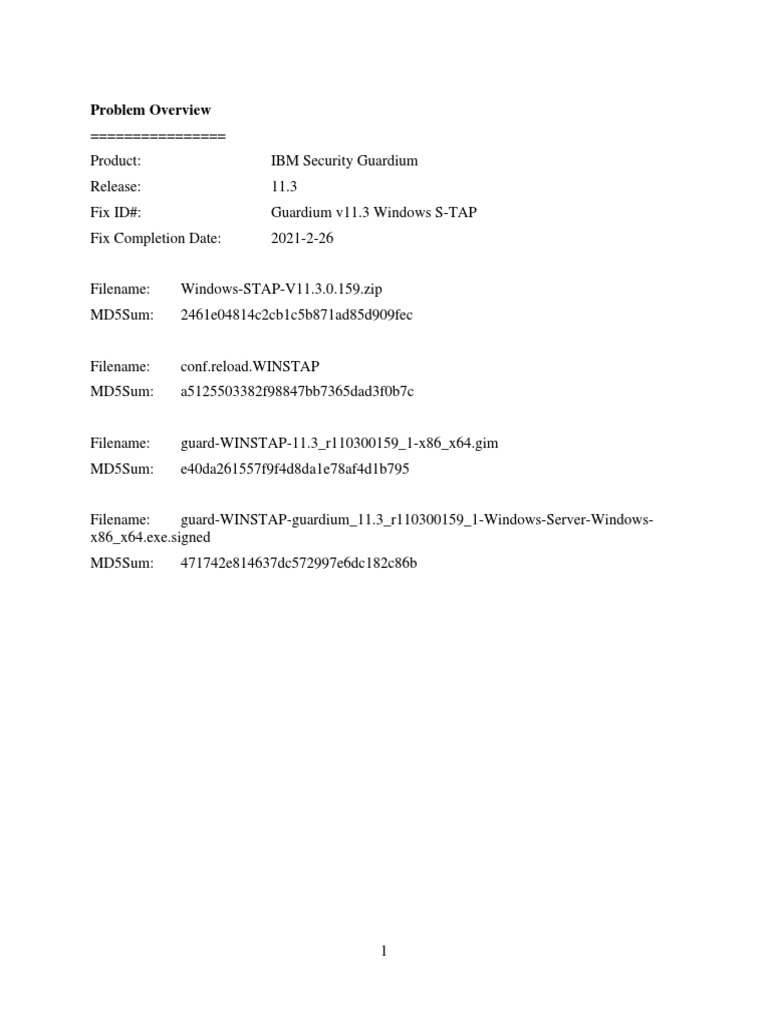 Guardium v11.3 STAP Windows v11.3.0.159 Release Notes | PDF | Microsoft ...