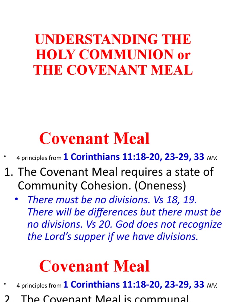 UNDERSTANDING THE HOLY COMMUNION or THE COVENANT MEAL | PDF