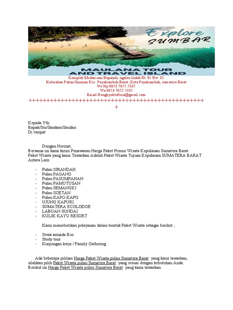 Proposal Paket Wisata | PDF
