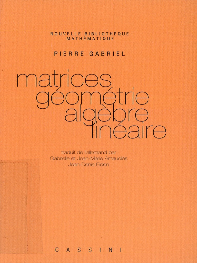 (Nouvelle Bibliothèque Mathématique) Gabriel, Pierre - Matrices ...