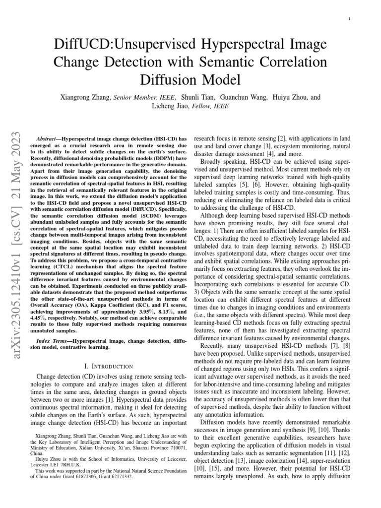 DiffUCD - Unsupervised Hyperspectral Image Change Detection With Semantic Correlation Diffusion ...