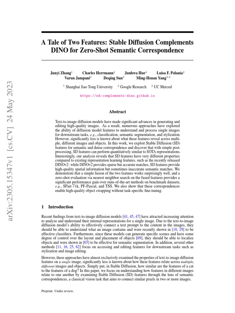 Stable Diffusion & DINO for Semantic Correspondence | PDF | Image Segmentation | Principal ...