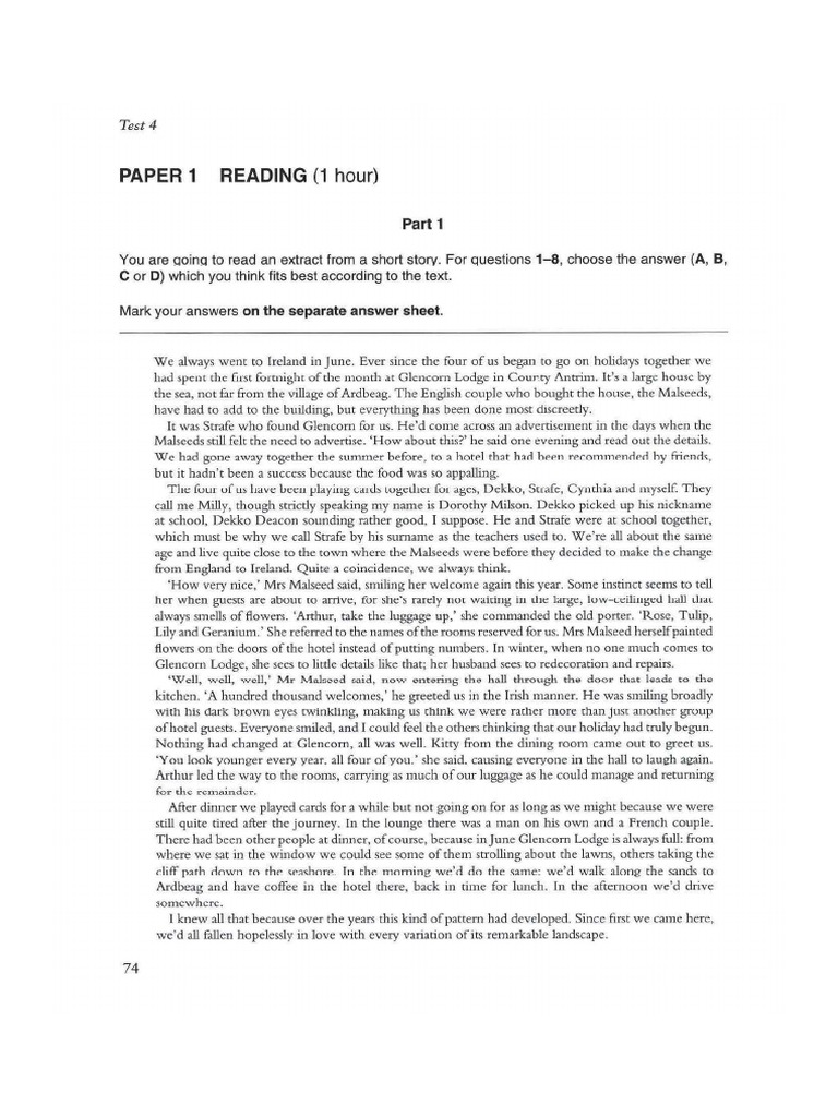 Reading Test 4 Completo | PDF