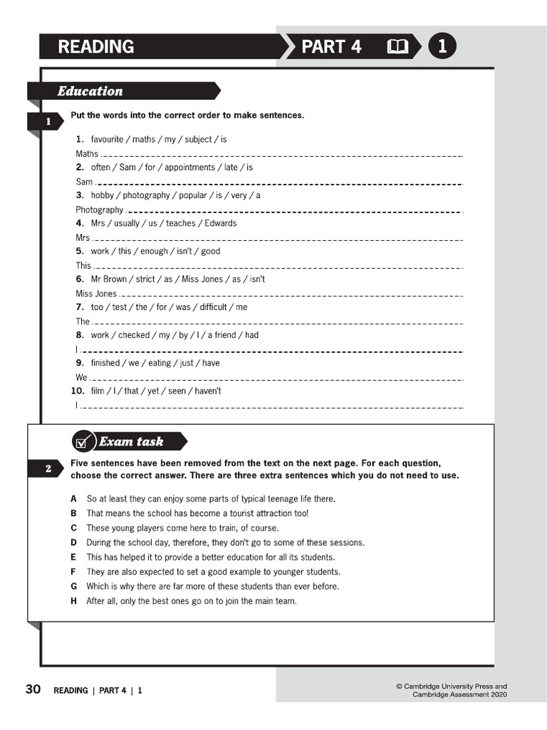 Test 1 Reading Part 4 Pdf