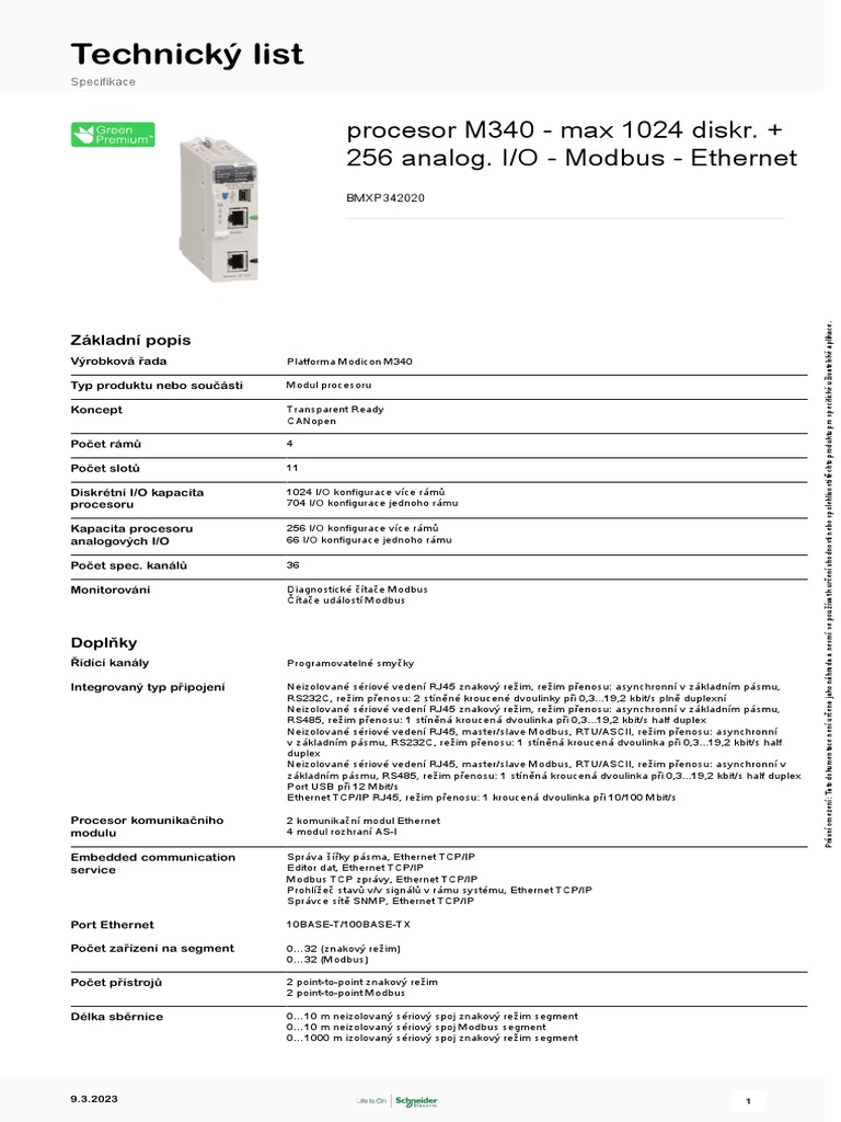 Modicon M340 - BMXP342020 | PDF