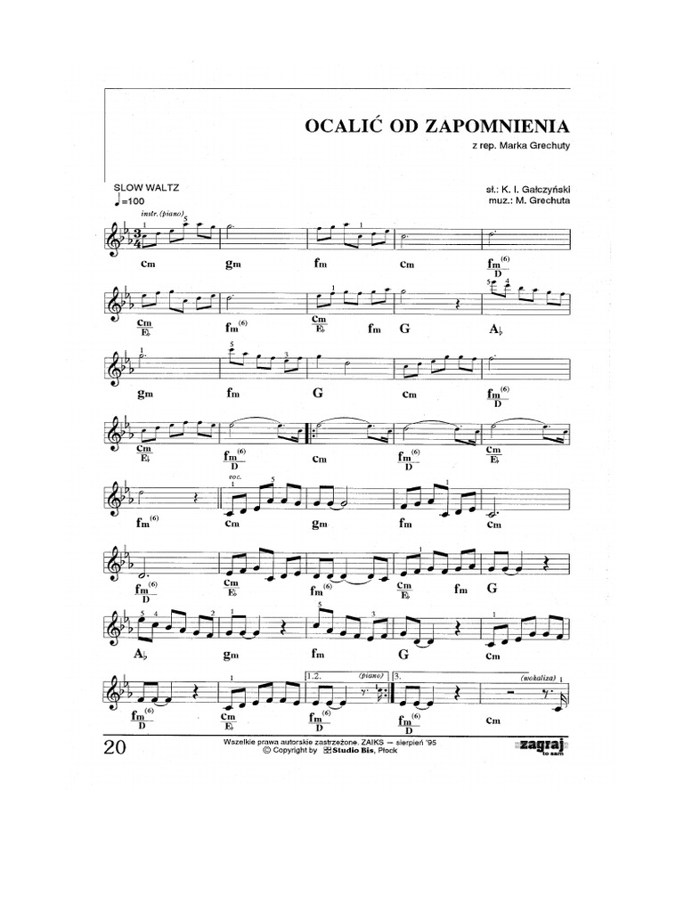 OCALIĆ OD ZAPOMNIENIA-M. GRECHUTA | PDF