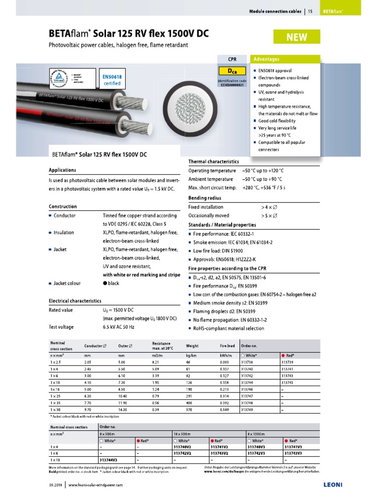 BETAflam Solar 125 RV Flex 1500V DC | PDF