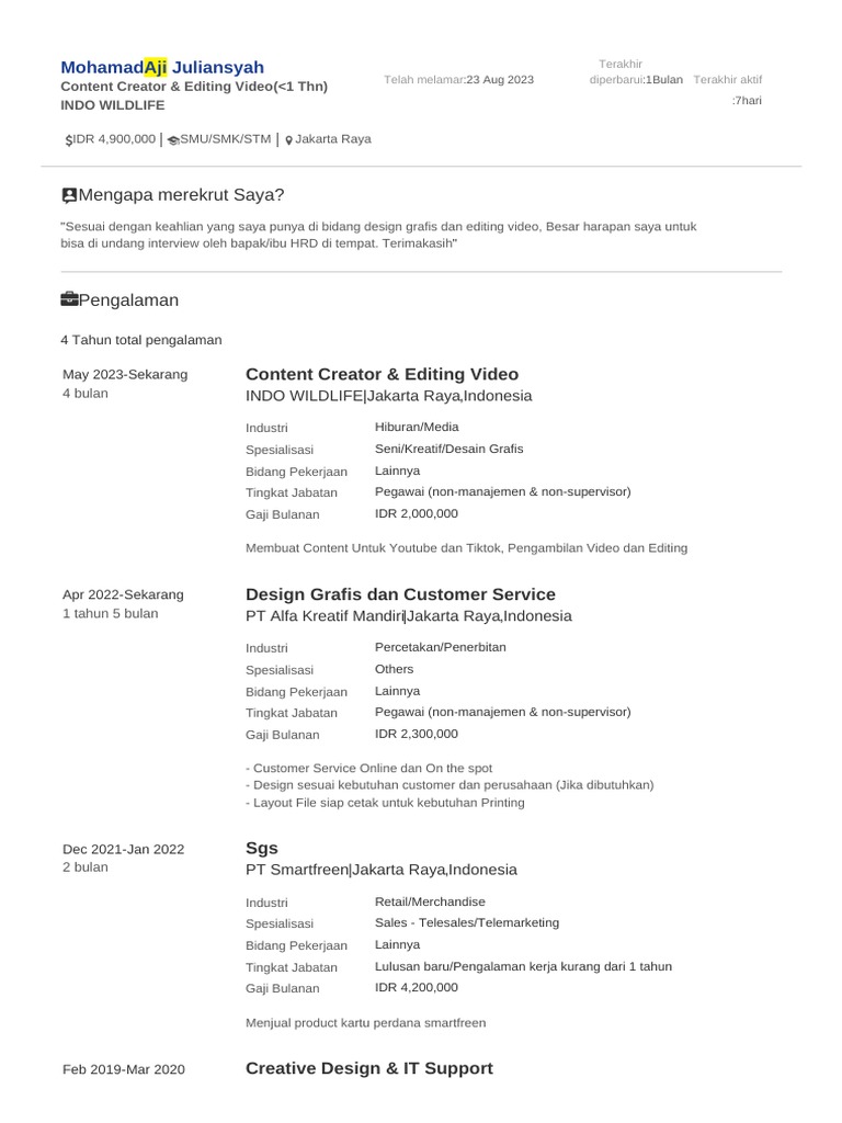 Mohamad Span Class Resume-Highlight Aji Span Juliansyah | PDF