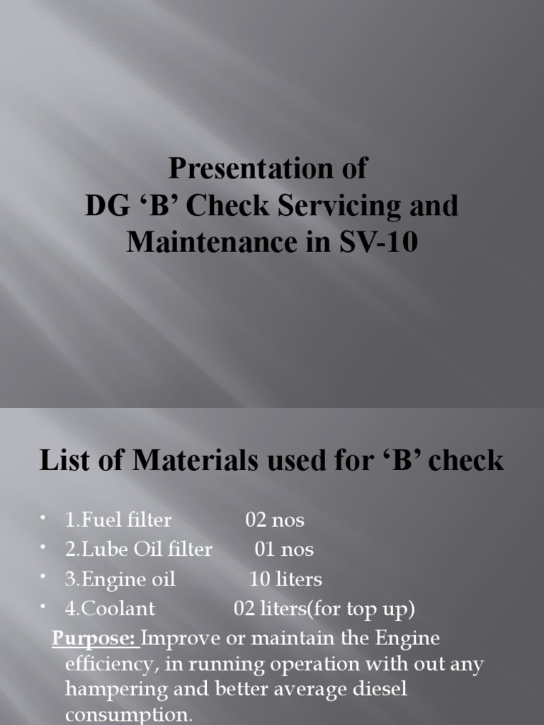 DG Set B Check | PDF