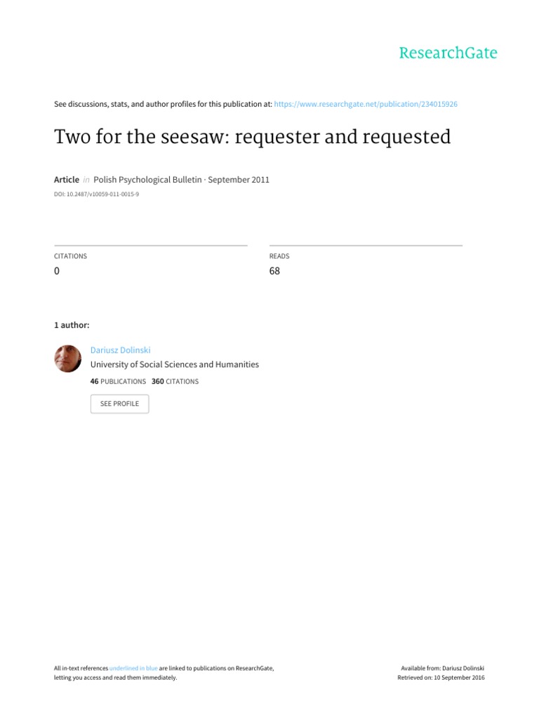 Two For The Seesaw | PDF | Emotions | Attention