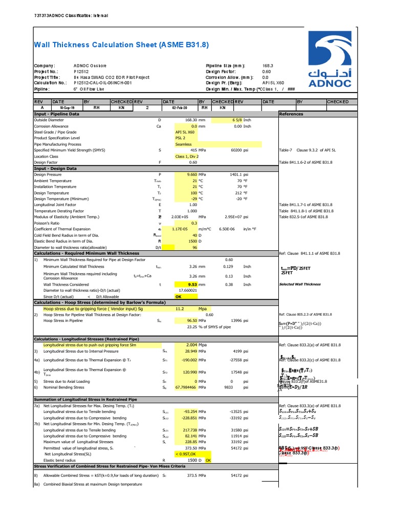 WT Calculation - Pipelines With CRA Clad | PDF | Pipe (Fluid Conveyance) | Building Engineering