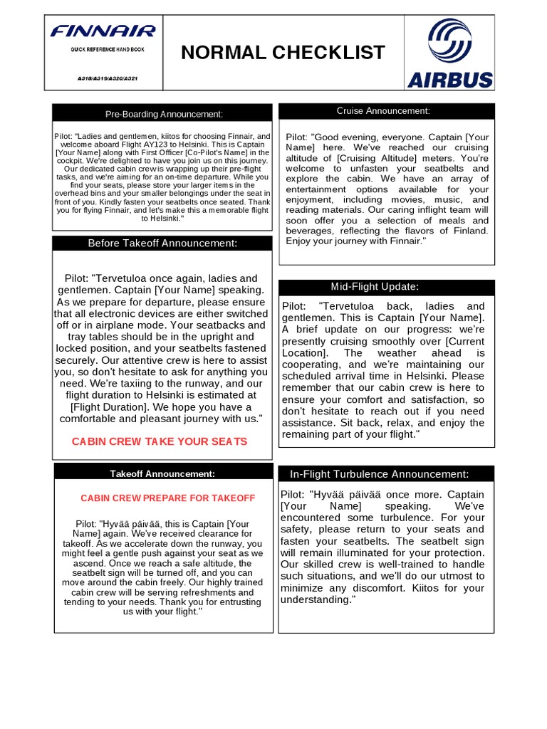 Copy of NORMAL CHECKLIST FLY BY WIRE A320neo | PDF