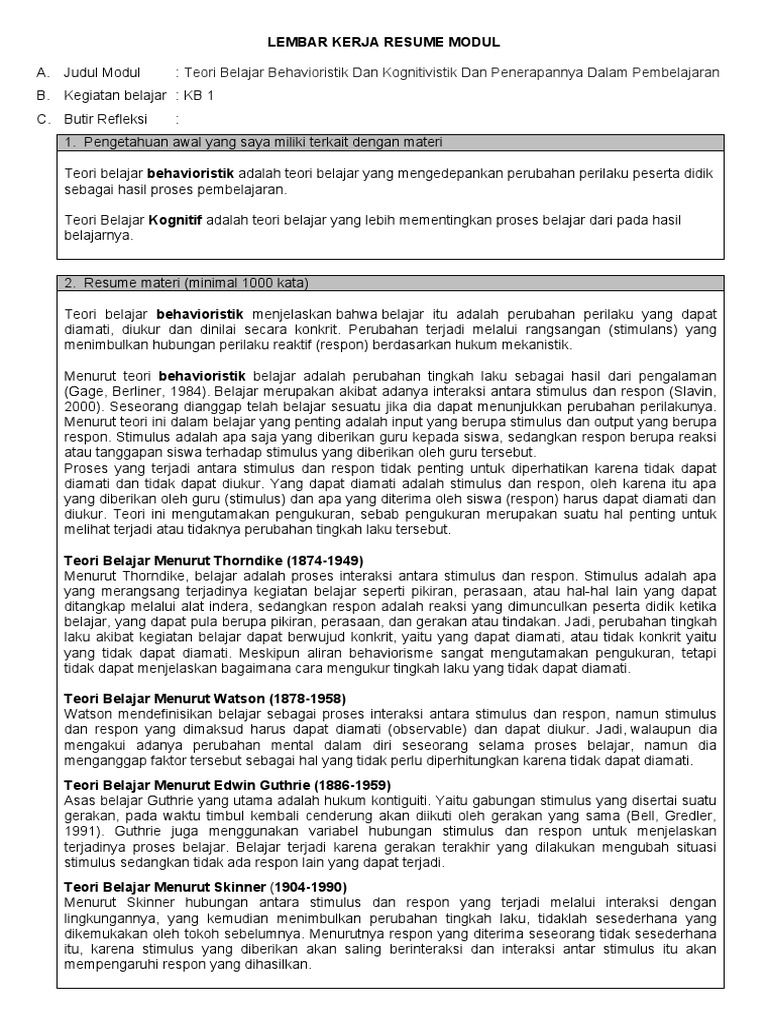 Template Resume Modul PPG 2023 | PDF