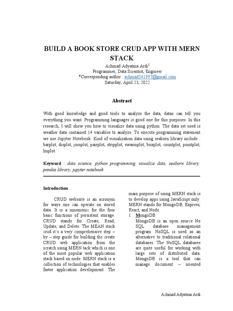 Build a book store crud app with MERN stack - web_development (uncompleted) | PDF | Java Script ...