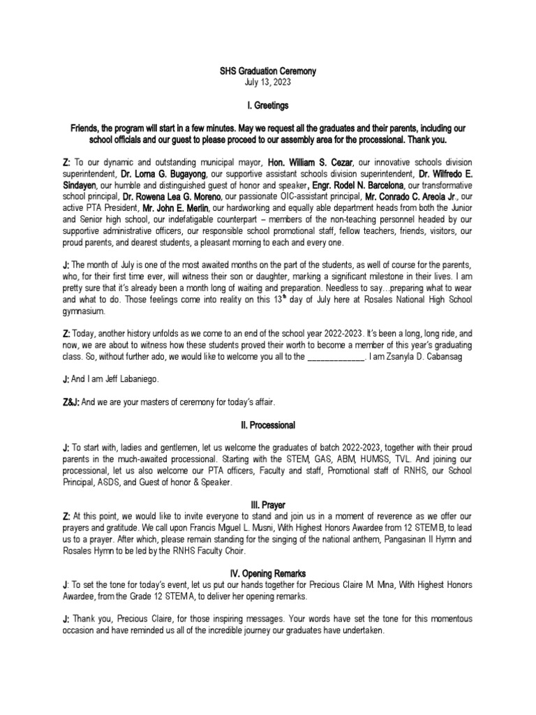 SHS Graduation Ceremony | PDF