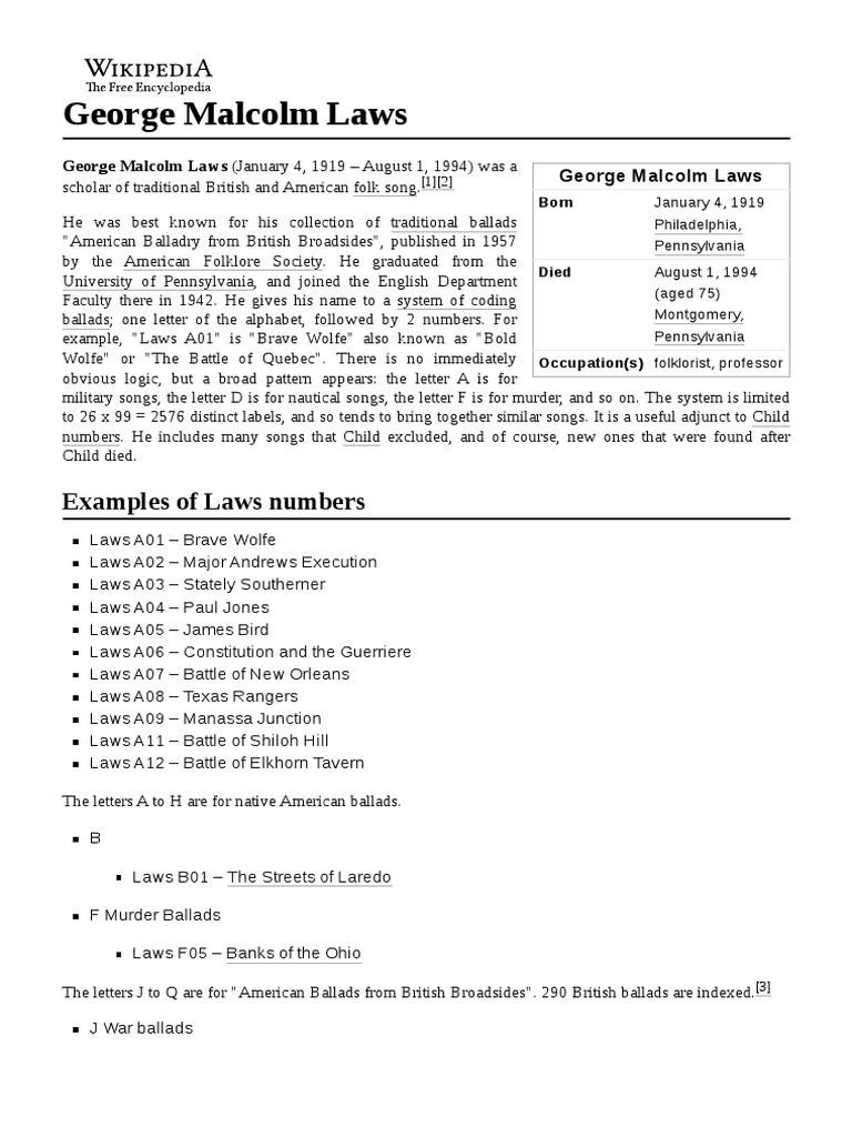 George Malcolm Laws | PDF