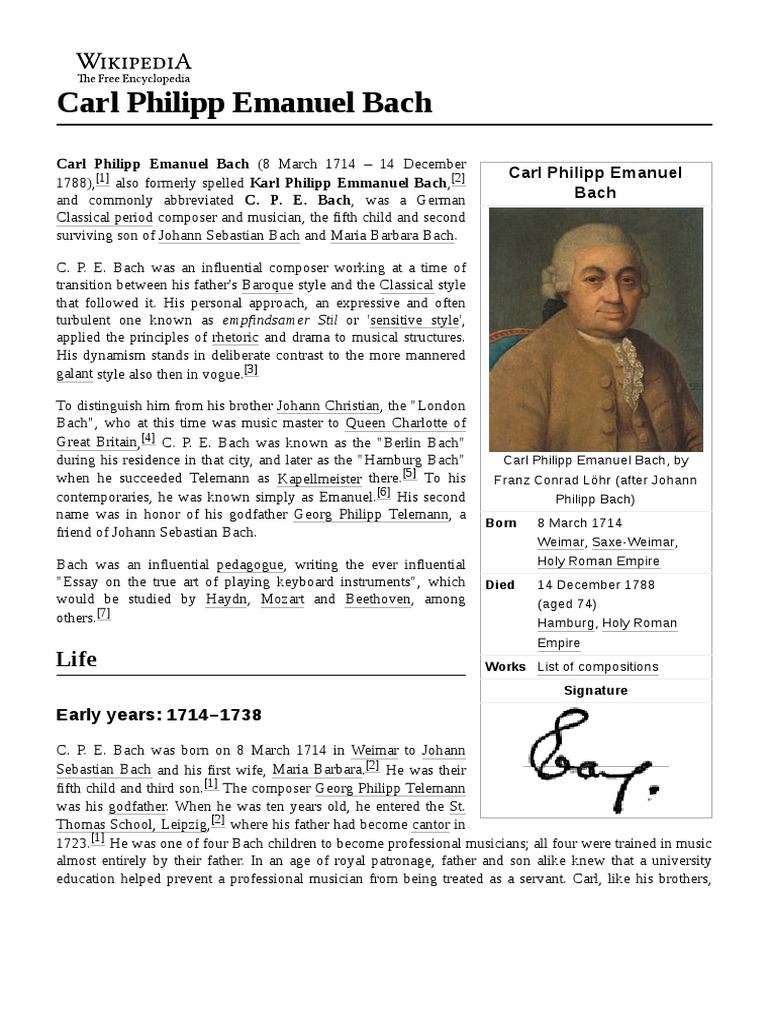 Carl Philipp Emanuel Bach | PDF | Art | History