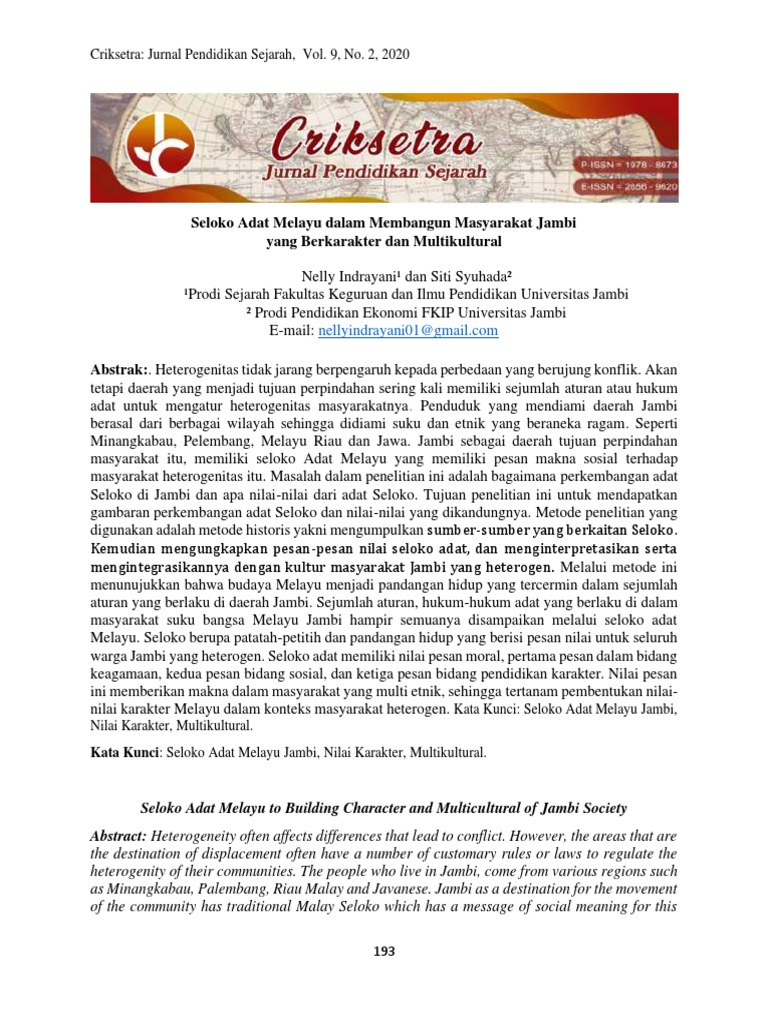 Seloko Adat Melayu Dalam Membangun Masya | PDF | Ilmu Sosial