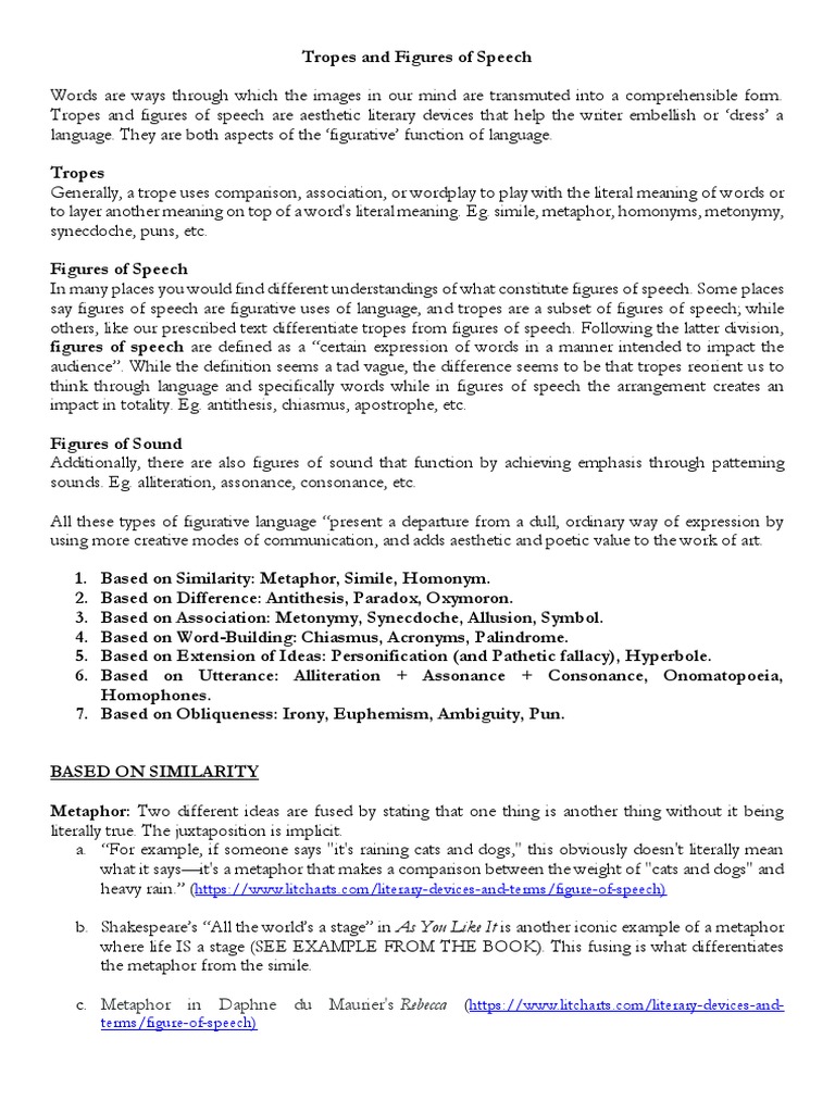 Tropes and Figures of Speech | PDF