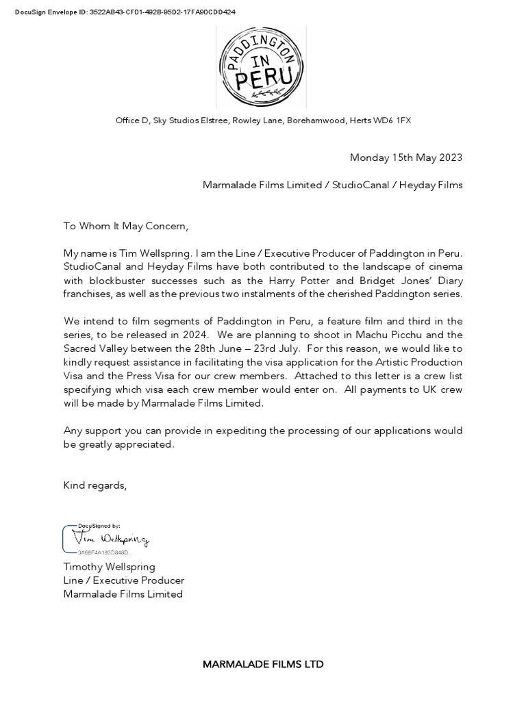 PIP PU Visa ForeignCompanyLetter | PDF