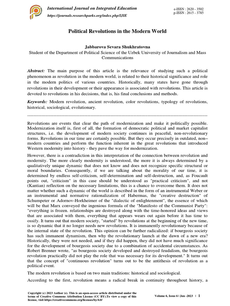 Political Revolutions in The Modern World | PDF | Revolutions | Post ...