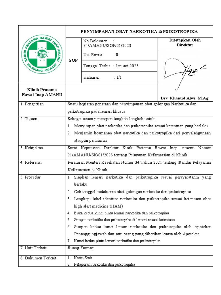 Sop Penyimpanan Obat Narko & Psiko | PDF