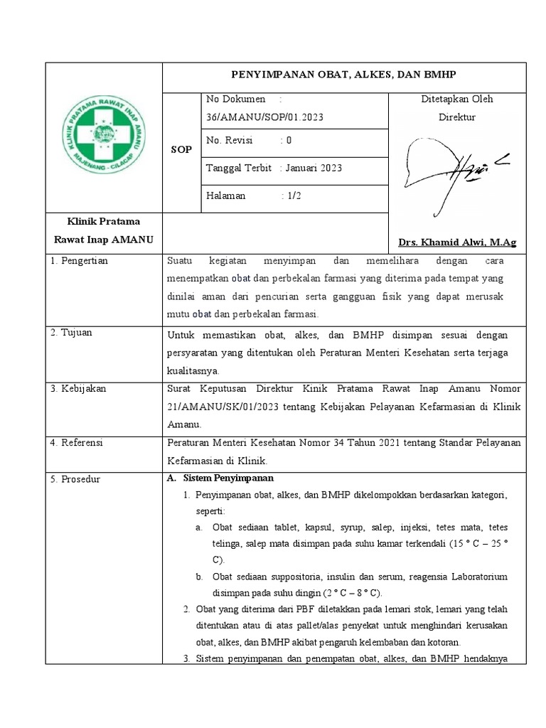 Sop Penyimpanan Obat Secara Umum | PDF | Kesehatan Holistik | Sains & Matematika