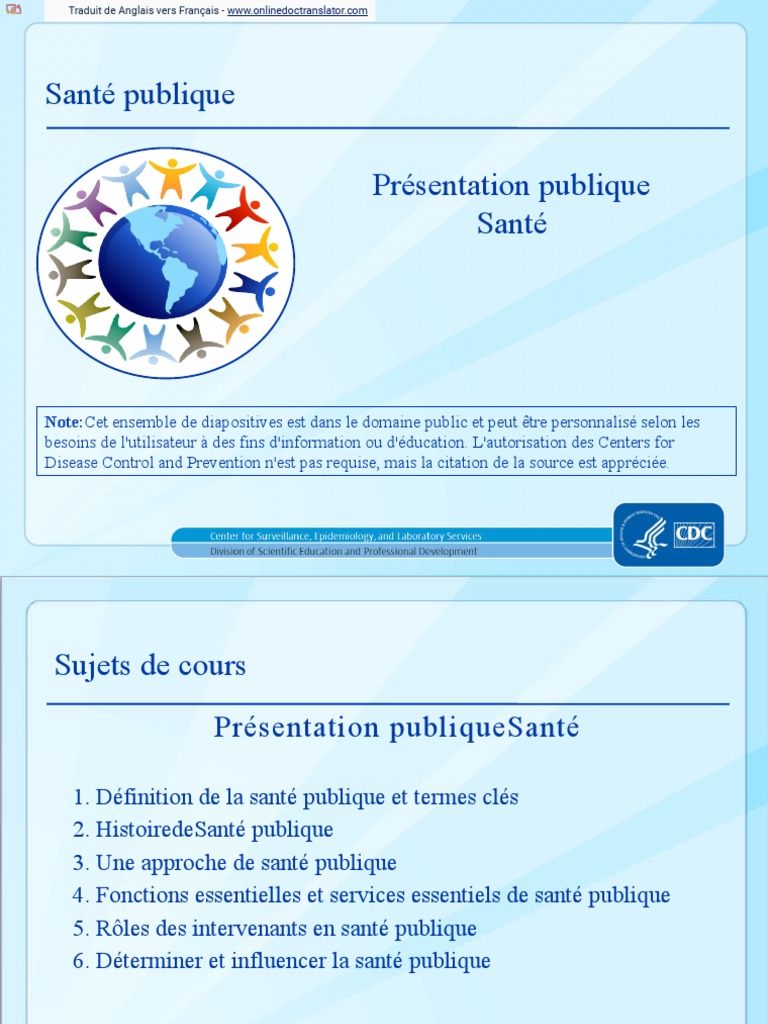 Santé Publique Présentation Publique Santé | PDF | Santé publique ...