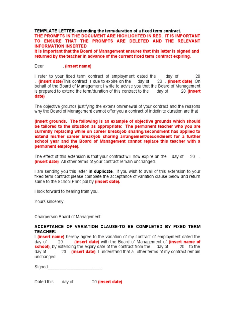 Teacher_Template_Letter_Extending_Fixed_Term_Contract | PDF