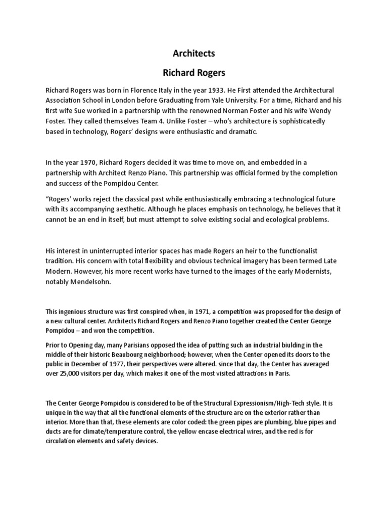 Architects Richard Rogers | PDF