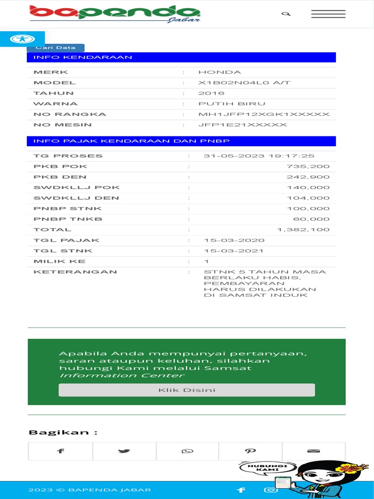Info Pajak Kendaraan Bermotor Jawa Barat - BAPENDA JABAR | PDF